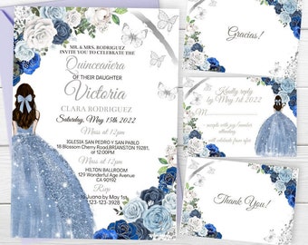 Baby Blue Xv Invitation - Etsy