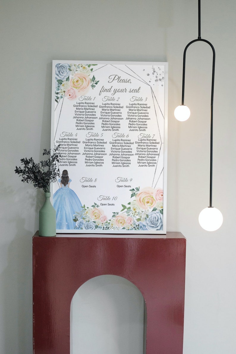 DIY EDITABLE Seating Chart Quinceañera Table Plan Sweet - Etsy