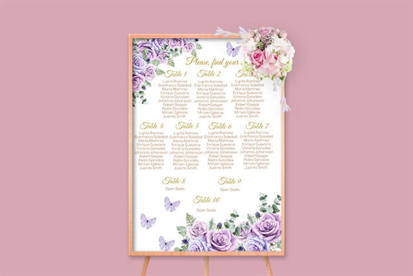 DIY EDITABLE Seating Chart Quinceañera Mis XV Table Plan - Etsy