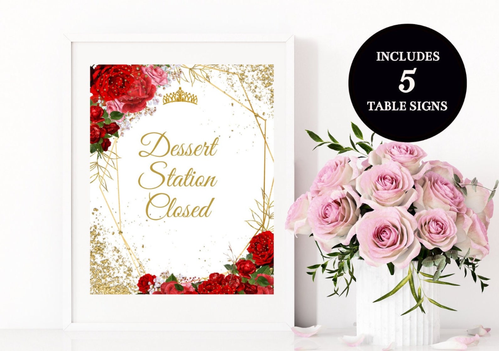 Red Charro Quinceañera Table Sign Poster, Centerpiece 15 Red Rose Gold ...