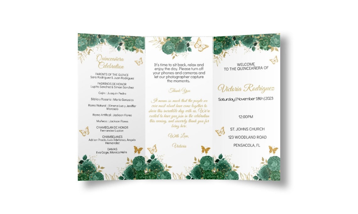 Editable Trifold Program Printable Template Quinceañera - Etsy