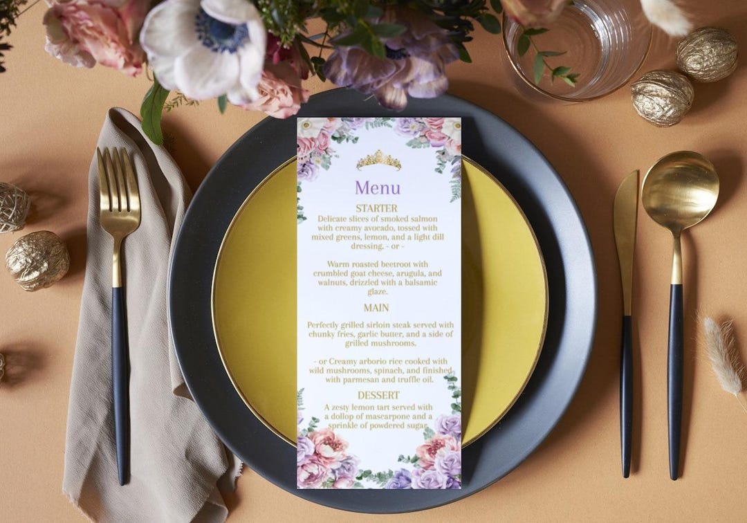 Quinceañera Menu, Editable Template, Purple Pink Floral, Order of ...