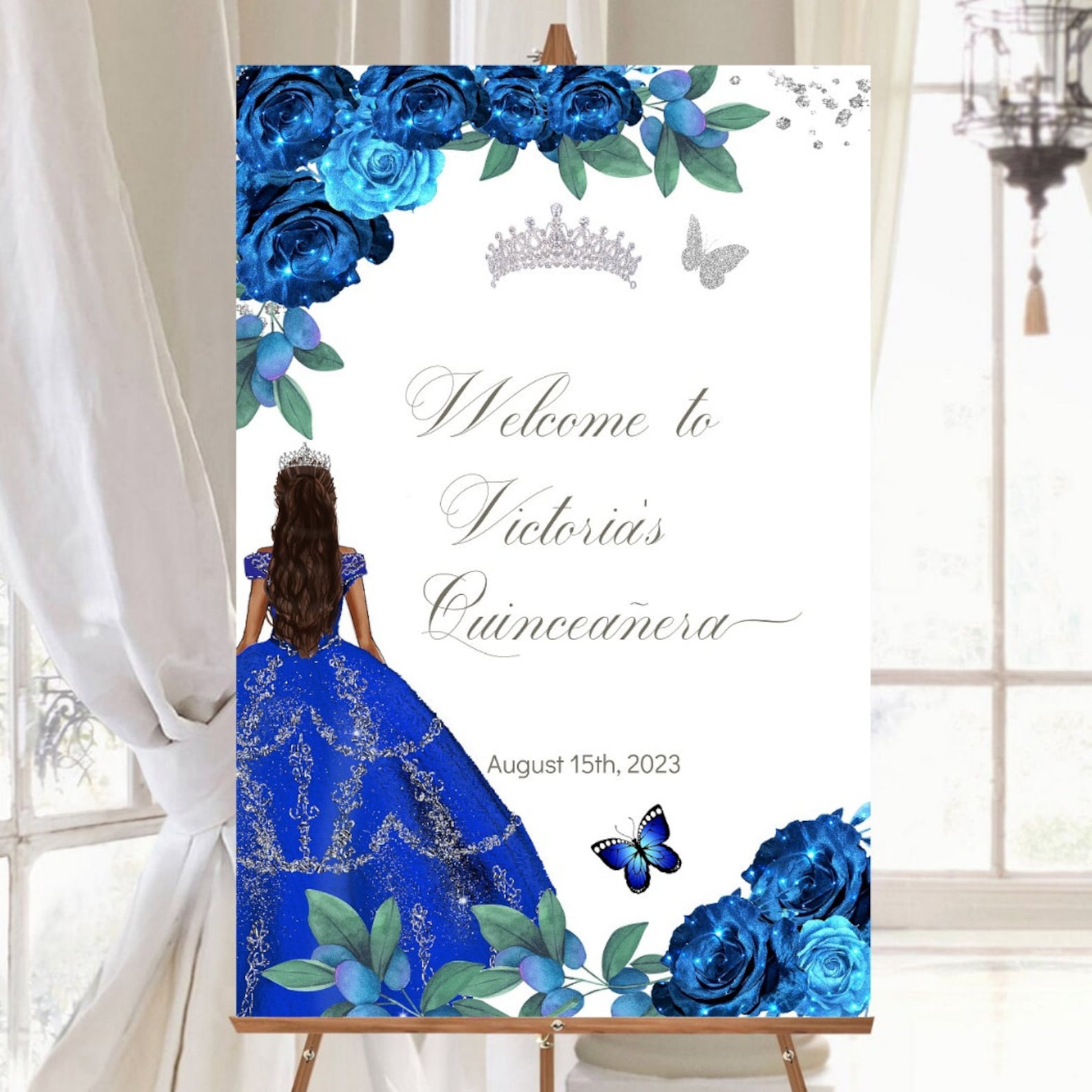 Editable Charro Royal Blue Welcome Guest Sign Quinceañera, Guest Poster ...