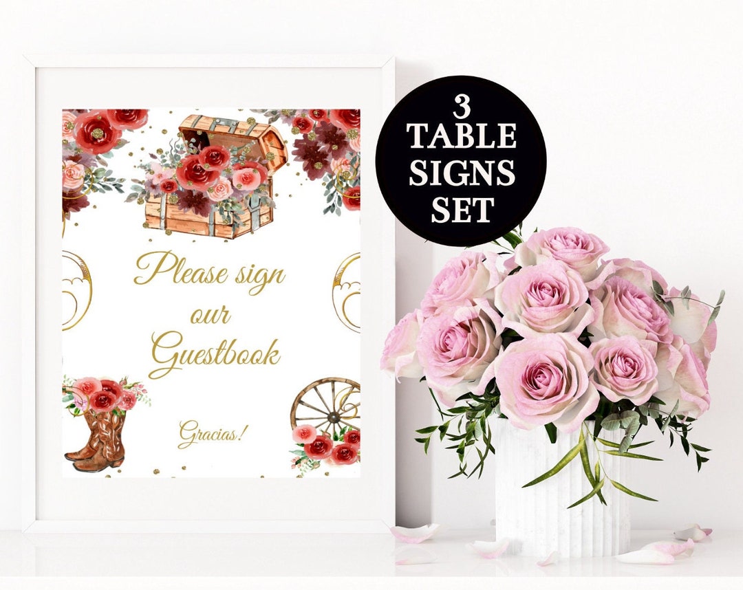 Red Rose Charro Quinceañera Table Signs (digital Download) - Etsy UK