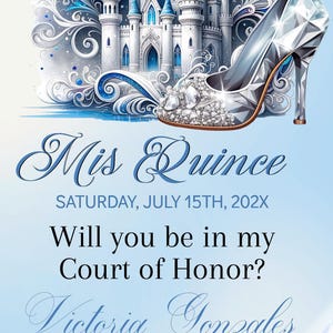 Electronic Quinceanera Court Proposal Editable Template Baby Blue ...