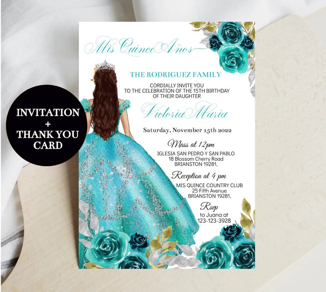 Invitaciones Xv Menta Y Plata
