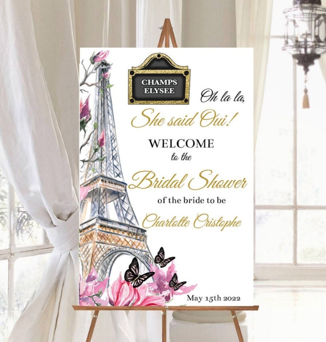 Paris Welcome Sign French Guest Poster Eiffel Tower - Etsy