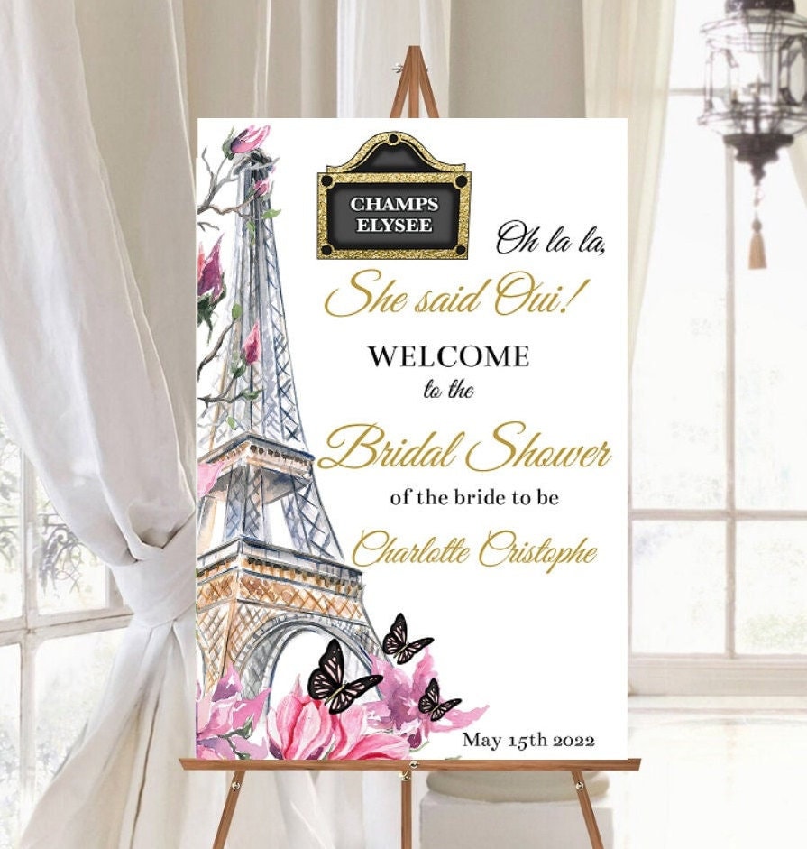 Paris Welcome Sign French Guest Poster Eiffel Tower | Etsy