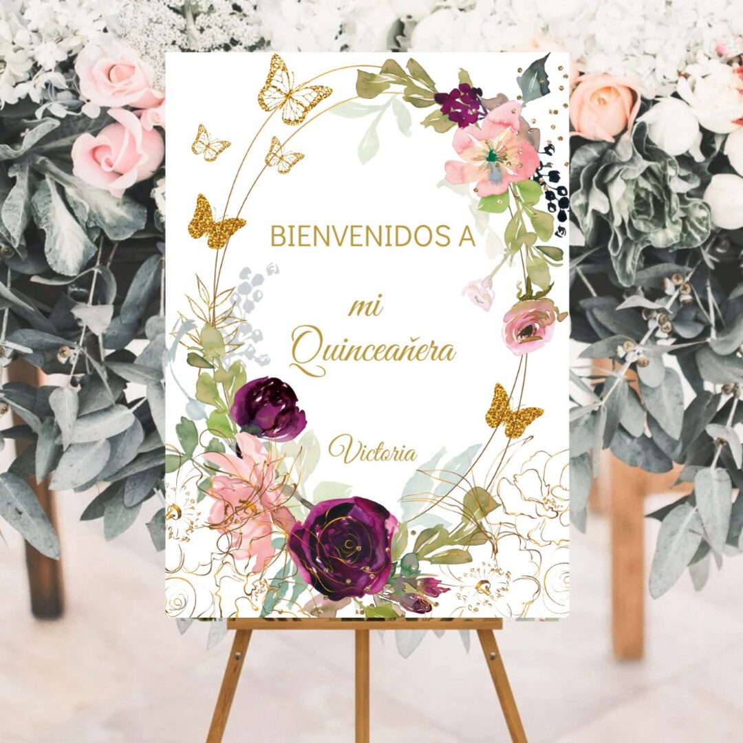 Any Event Welcome Sign, DIY Editable Template Enchanted Garden Floral ...