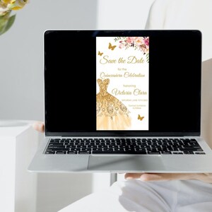 Electronic Save the Date Quinceañera, Sweet 16, Editable Template, Rose ...