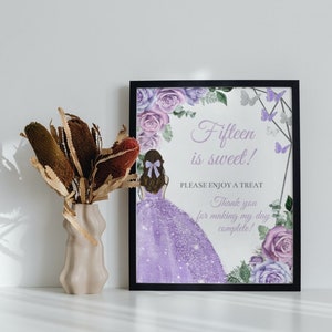 Editable Template Favor Tags Quinceañera Round Thank You Card Circle ...