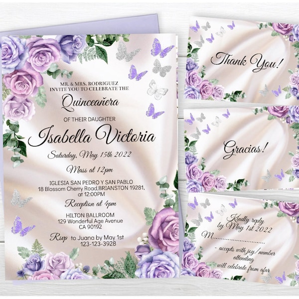Quinceanera Editable Template Digital Invite Mis Quince Anos Elegant ...