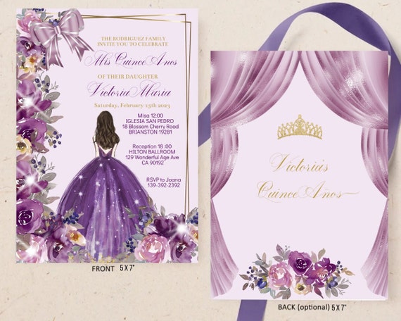 Invitación De Fiesta De Princesa Morada Plantillas Princesas Gratis