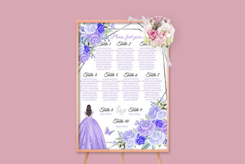 DIY EDITABLE Seating Chart Quinceañera Table Plan Sweet - Etsy