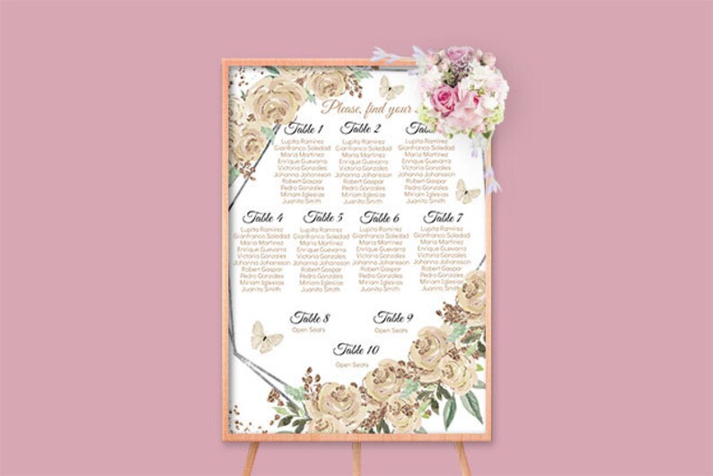 DIY EDITABLE Seating Chart Quinceañera Table Plan Sweet - Etsy