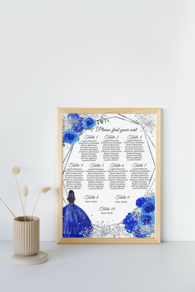DIY EDITABLE Seating Chart Quinceañera Table Plan Sweet - Etsy