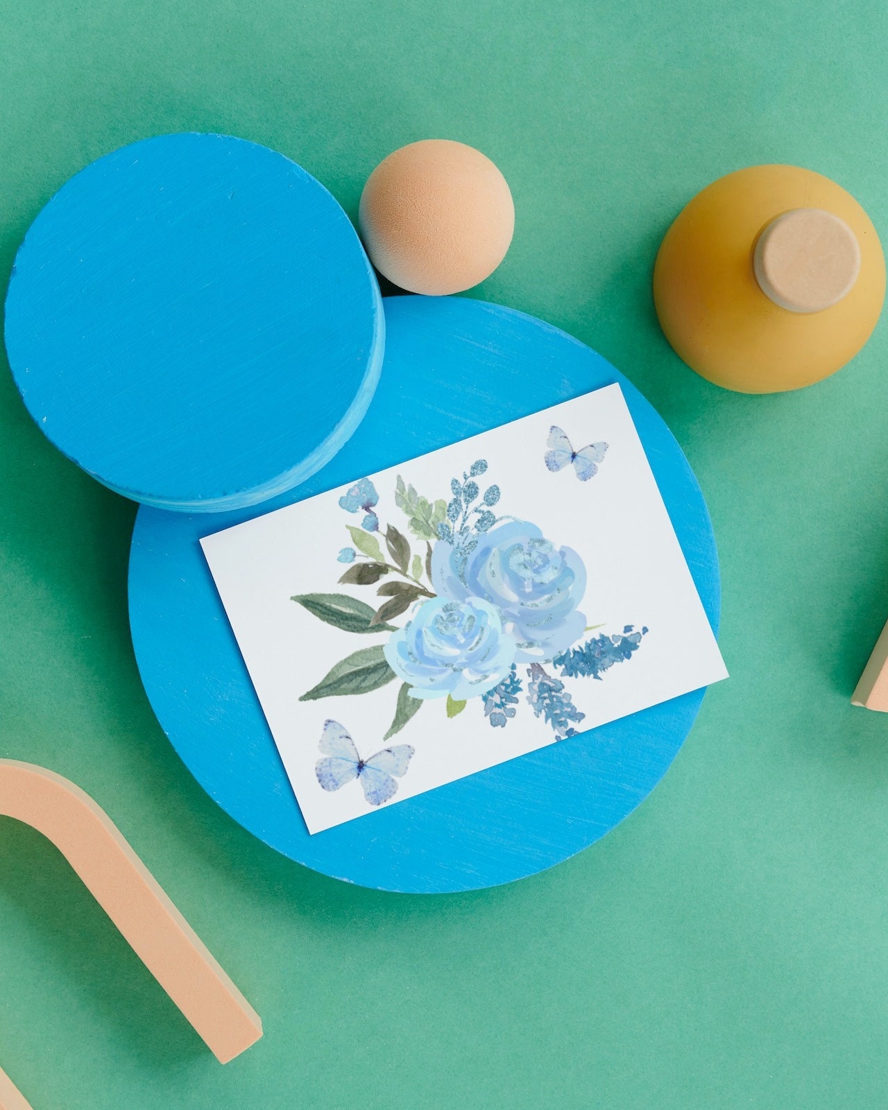 Light Blue Floral Editable Thank You Card With Photo, DIY Template ...