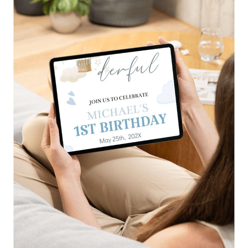 Boy First Birthday Electronic Invitation, Blue Onederful Digital Evite ...