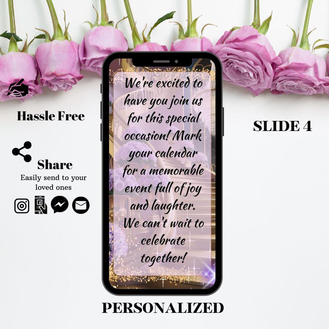 Custom Save the Date Quinceañera Purple Gold, Sweet 16, Video Music ...