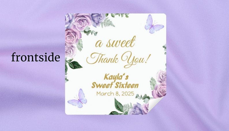 Printable Gift Tag, Purple Floral Favor Tags, Birthday Thank You ...