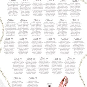 Elegant Tiffany Theme Seating Chart, Pink Bow Pearls, Editable Template ...