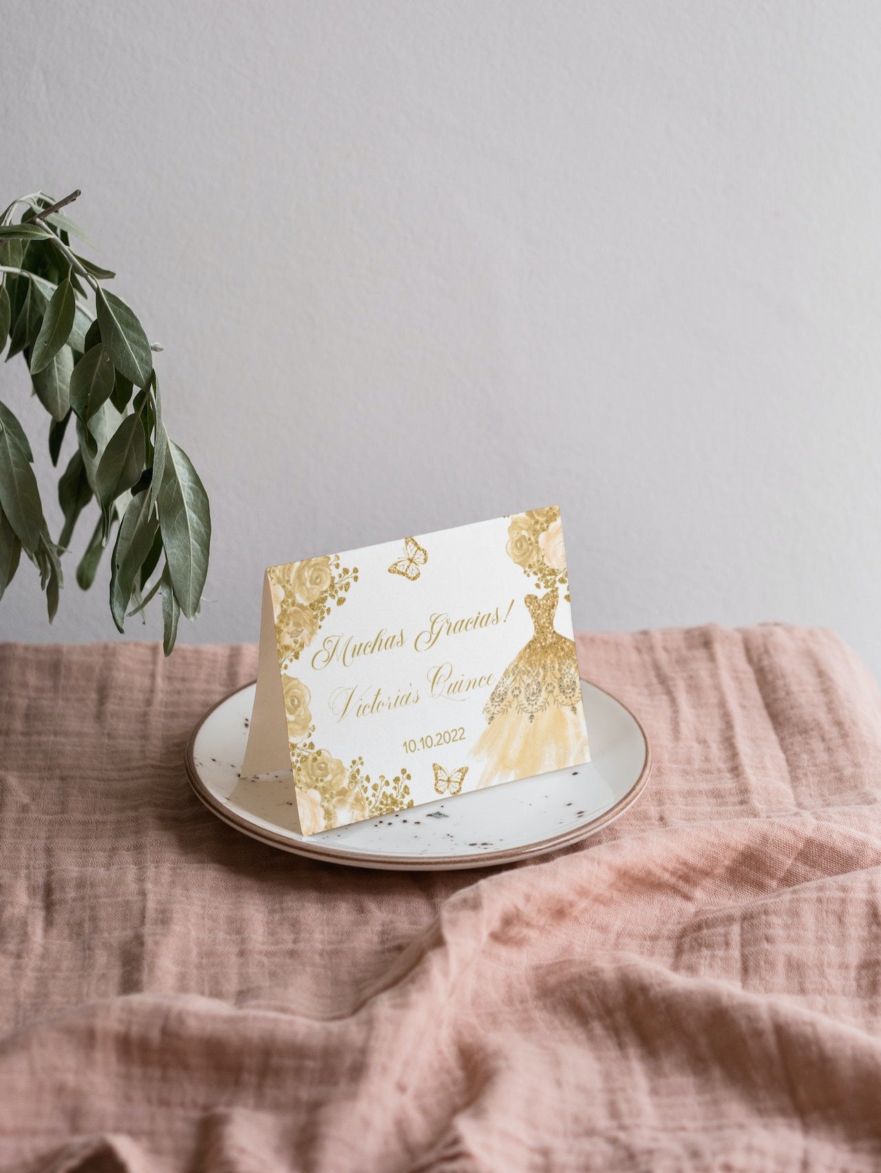 Gold Quinceañera Editable Invitation, Floral Gold Princess Digital ...
