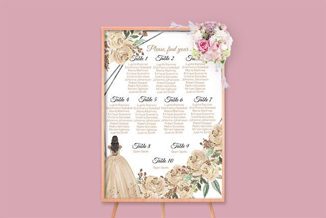 DIY EDITABLE Seating Chart Quinceañera Table Plan Sweet - Etsy Canada