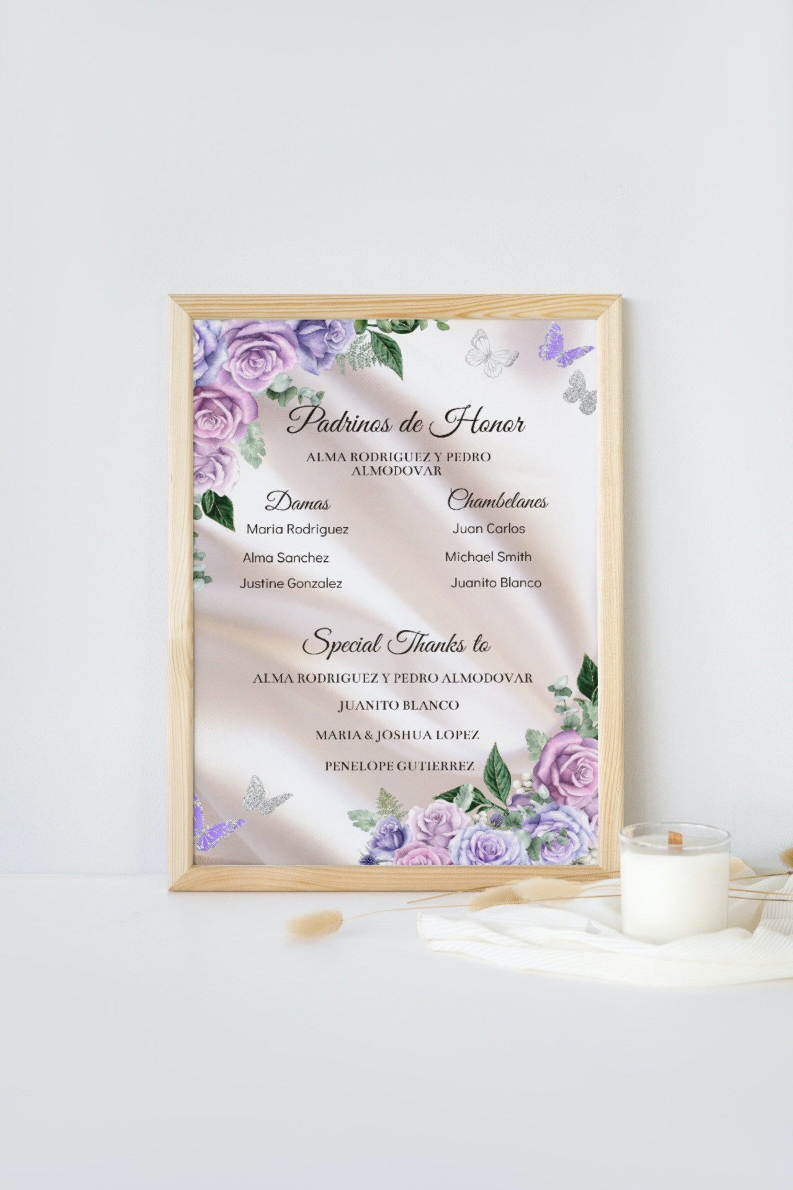 Court of Honor DIY Editable Table Sign, Special Thanks, Damas ...