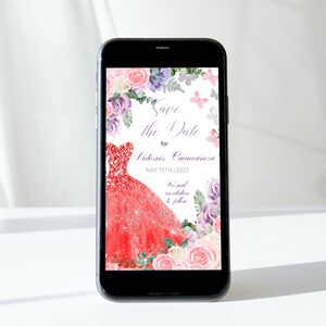 Electronic Save the Date Quinceañera, Sweet 16, DIY Editable Template ...