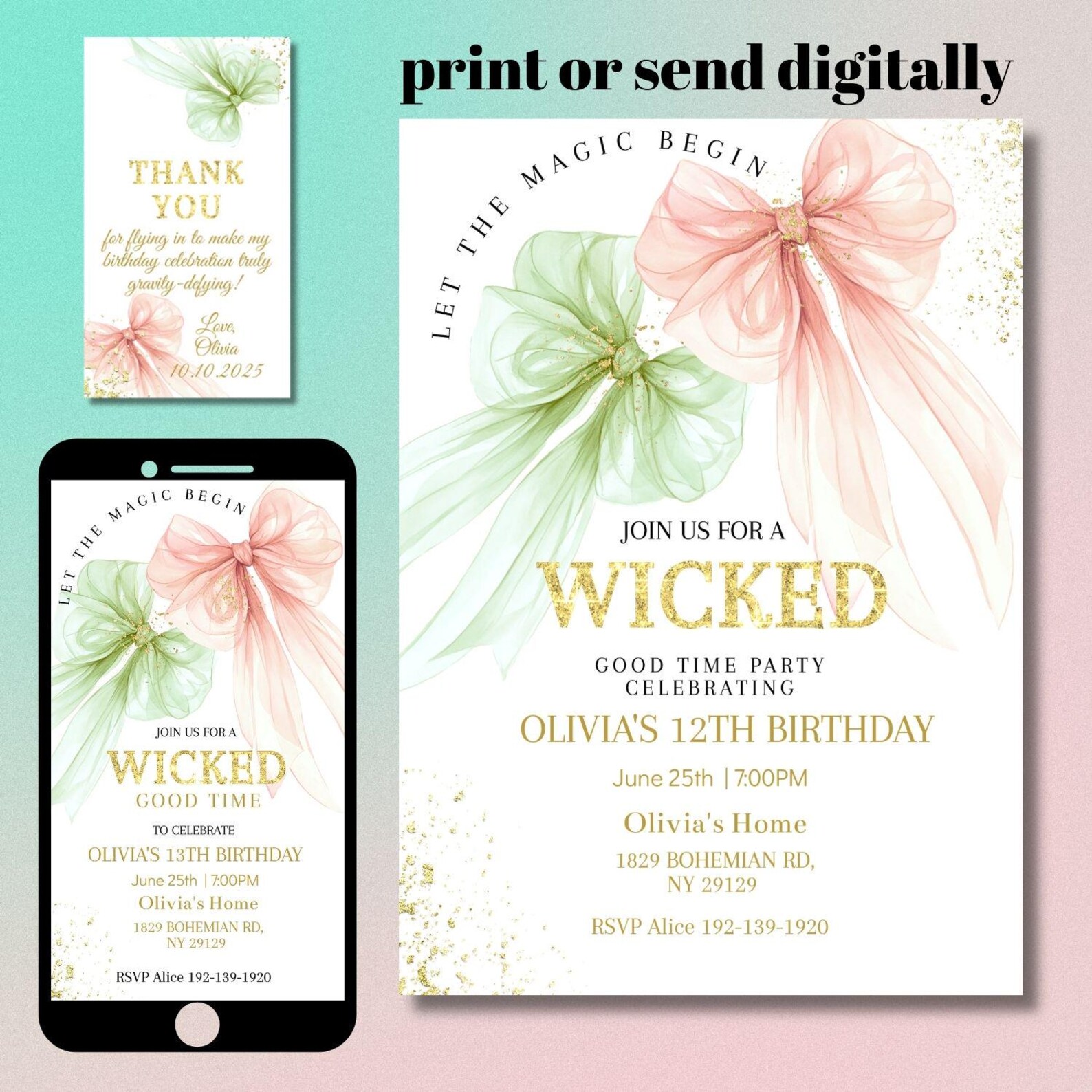 Wicked Good Time Birthday Party Invitation, Printable Card, Editable ...