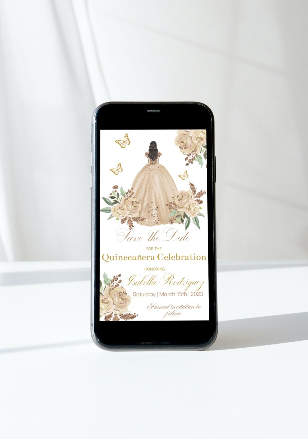 Electronic Save the Date Quinceañera, Sweet 16, DIY Editable Template ...