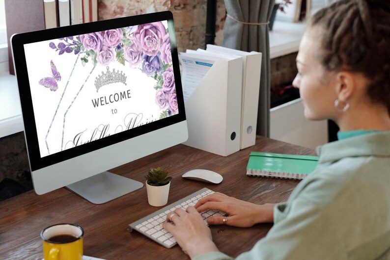 Editable Quinceañera Welcome Sign, Purple Lavender Silver Floral, Crown ...