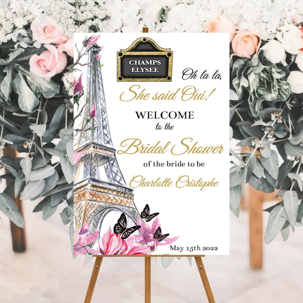 Paris Welcome Sign French Guest Poster Eiffel Tower | Etsy