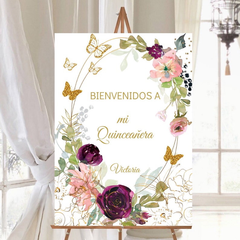 Any Event Welcome Sign, DIY Editable Template Enchanted Garden Floral ...