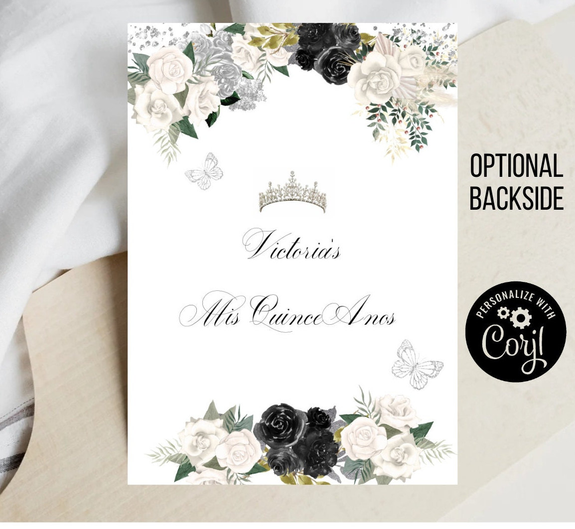 Invitaciones Semi Formales Para Quinceañeras En Blanco Y Negro PSD De