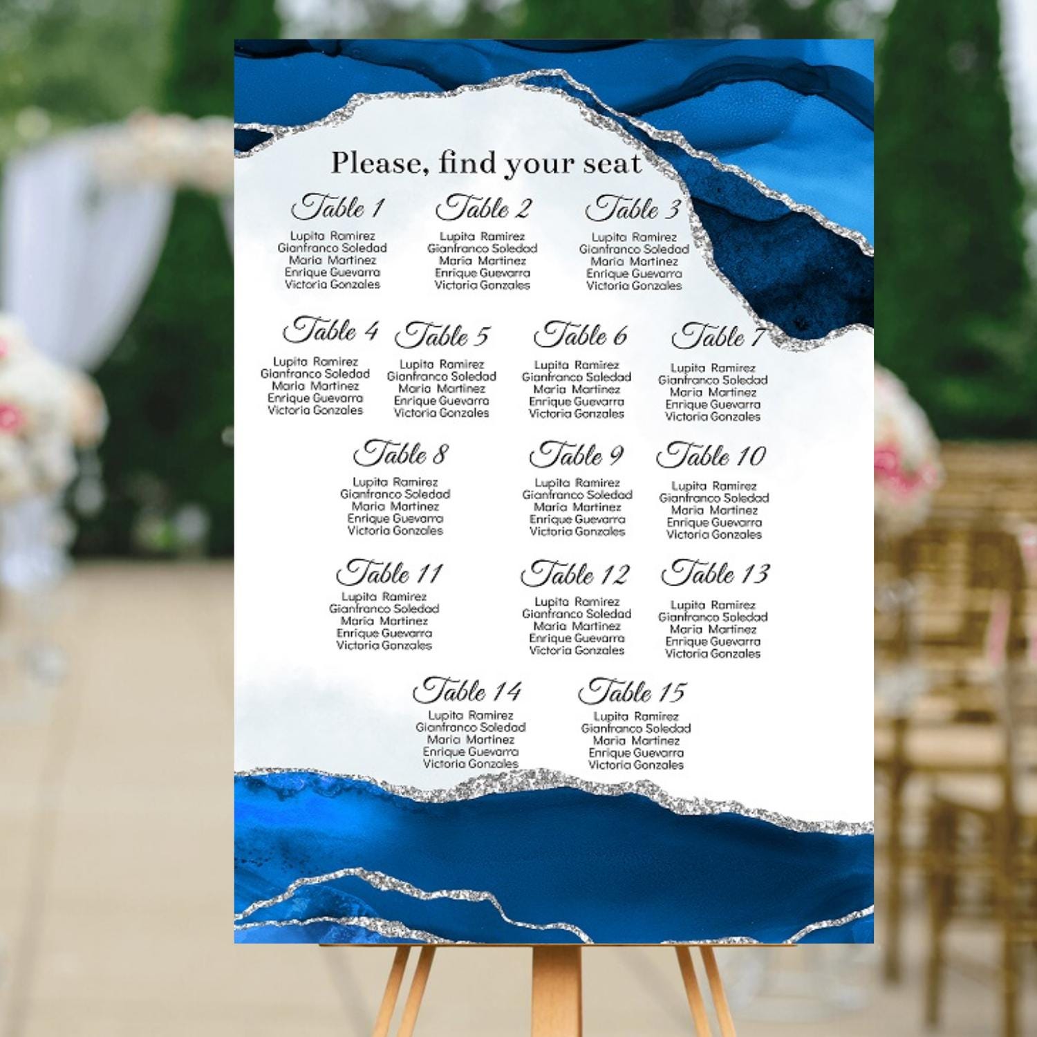 Royal Blue Birthday Seating Chart, Editable Template (digital Poster ...