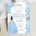 Light Blue Floral Quinceañera Editable Invitation, Princesstiara, Mis ...