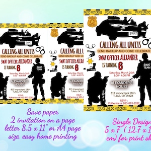 Police SWAT Birthday Invitation Boy, Editable Template Party Invite ...