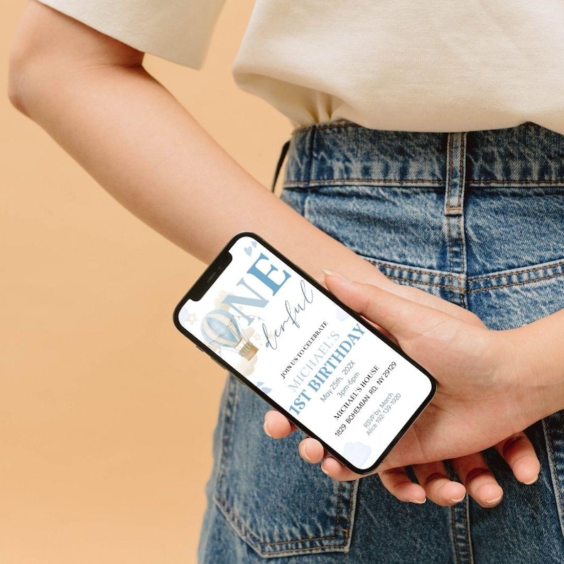 Boy First Birthday Electronic Invitation, Blue Onederful Digital Evite ...