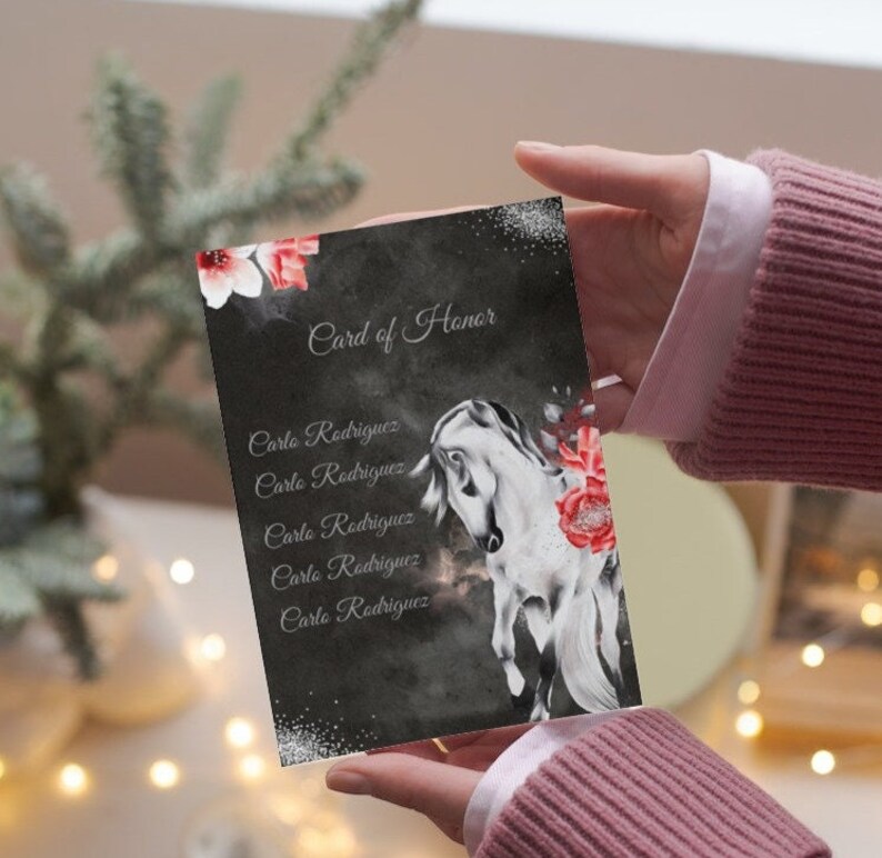 Quinceañera Invitation Editable Template Red Black Silver - Etsy