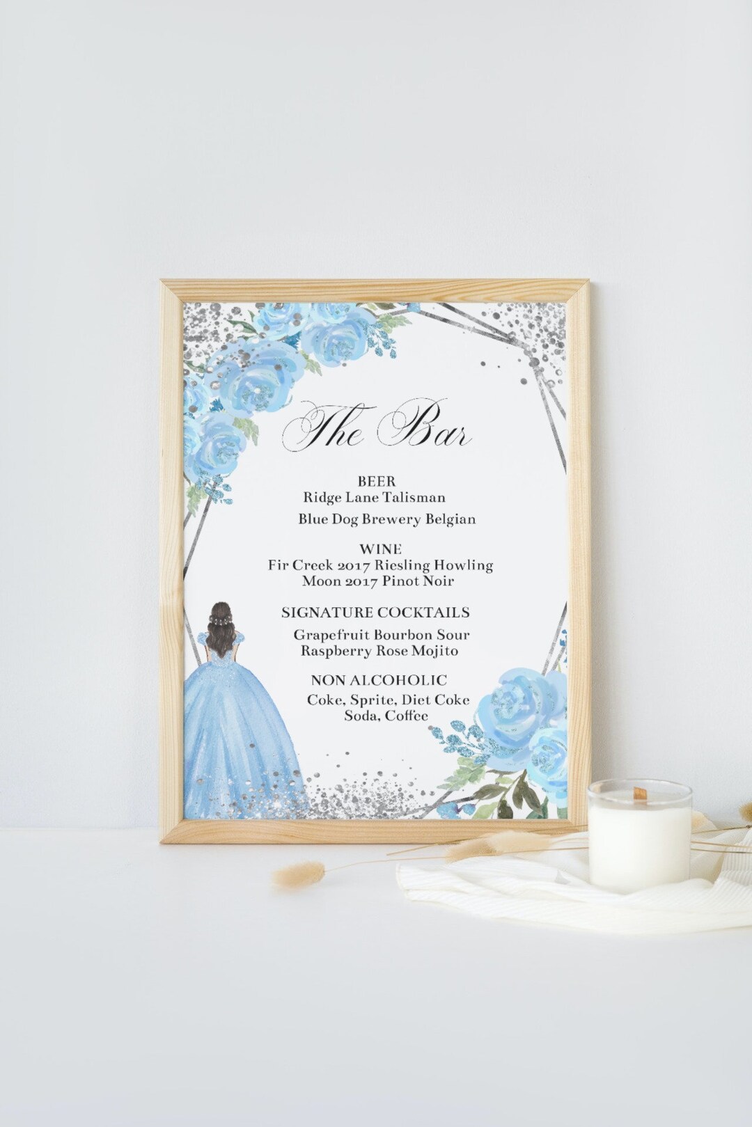 DIY EDITABLE Bar Menu Quinceañera, Table Poster, Sweet Sixteen 16, Baby ...