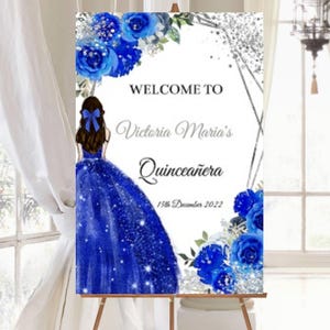 Letrero de bienvenida para quinceañera editable DIY, diseño floral ...