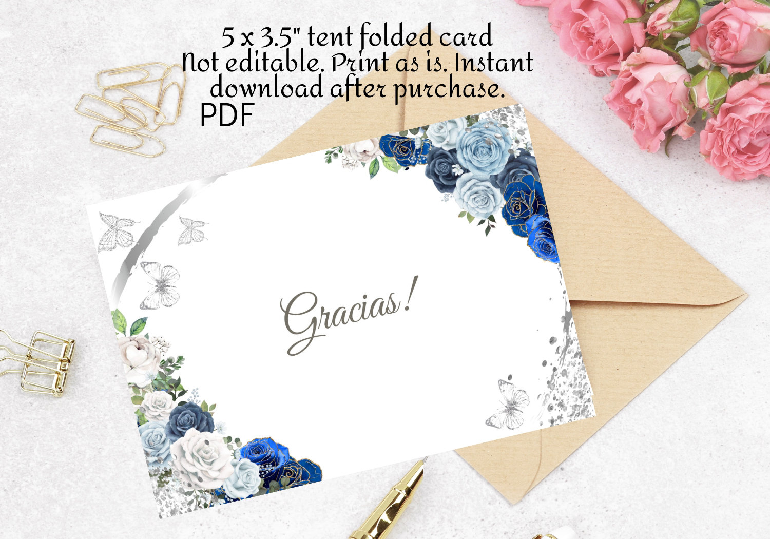 Editable Welcome Sign Blue Silver Roses With Butterfly | Etsy