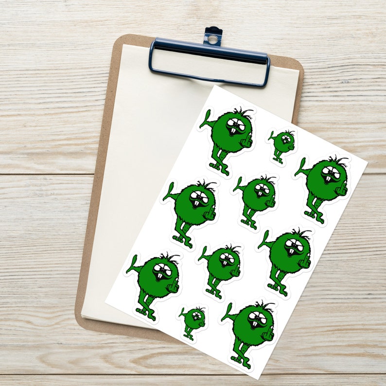 Green Fuzzy Middle Finger Guy Sticker Sheet - Etsy