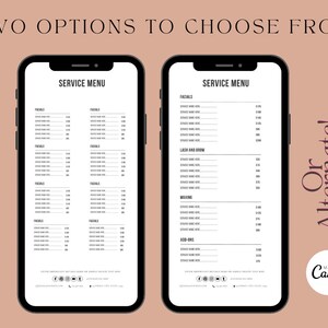 Service Menu Price List Bundle - Canva Template Download - Etsy