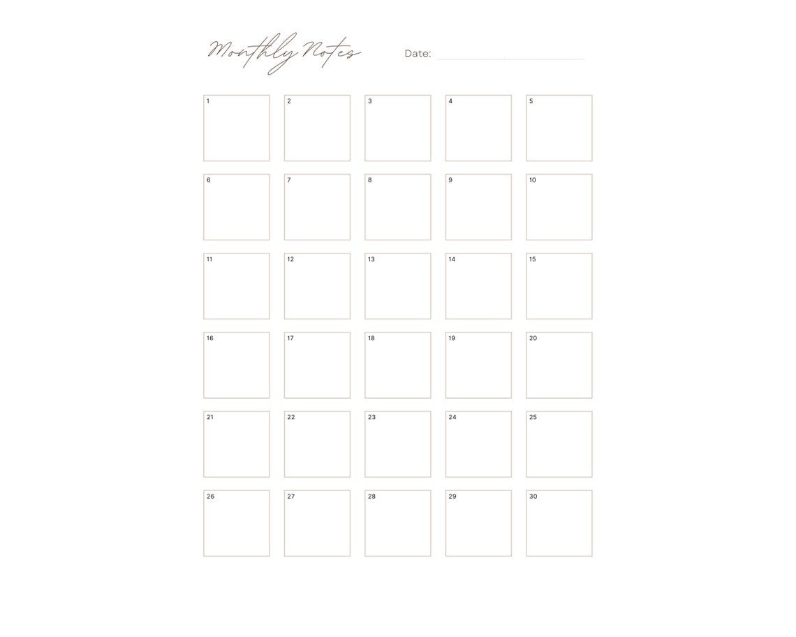 Monthly Notes Template | Planning Notes Template | Printable | Notes ...