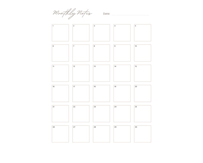 Monthly Notes Template | Planning Notes Template | Printable | Notes ...