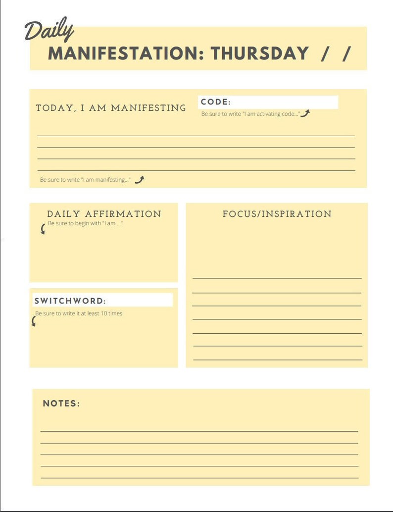 Bundle: All-in-one Daily Manifest Planner (7 Days) in Pastel Colors - Etsy