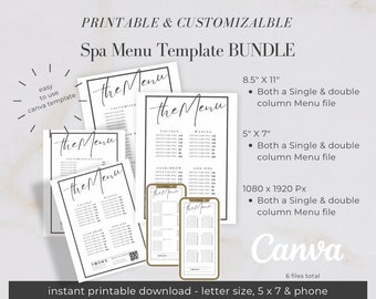 Service Menu Price List Bundle Canva Template Download - Etsy