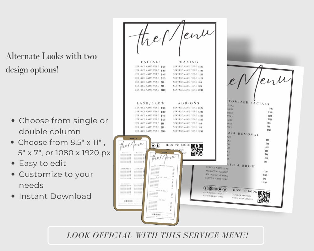 Menu Template Bundle - Canva Template Download - Etsy